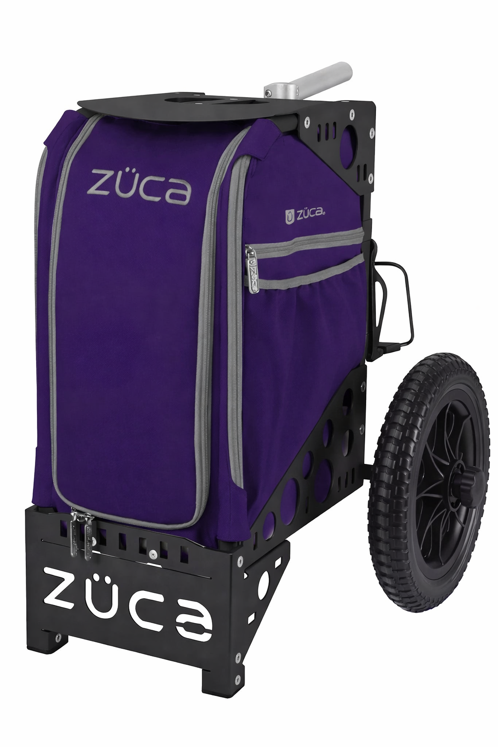 Zuca All Terrain Disc Golf Cart - Black Frame With Purple Insert Bag