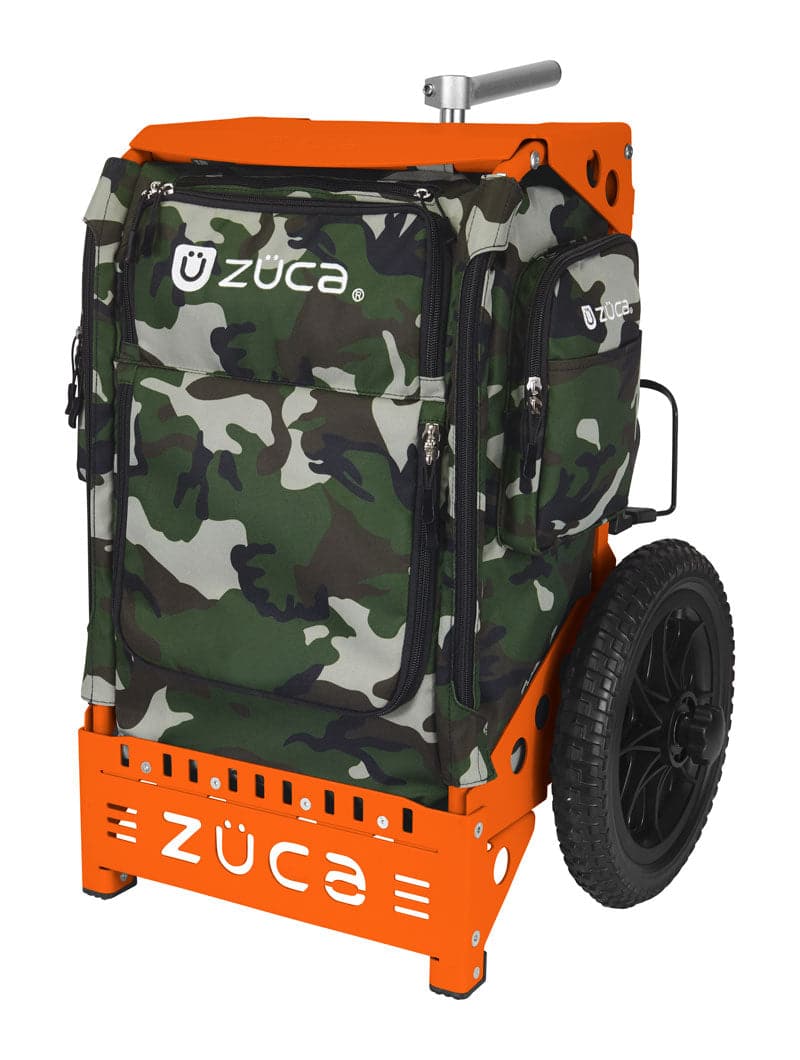 Zuca Trekker Disc Golf Cart - Orange Frame With Woodland Camo Insert B